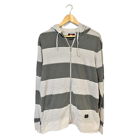 Quiksilver | Shirts | Quicksilver Great Otway Hood Mens Lg Gray Stripe ...